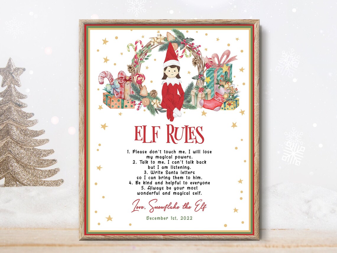Editable Elf Rules Sign Rules to Follow Elf Girl Christmas - Etsy