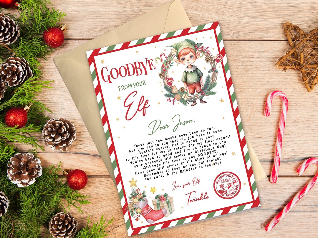 Editable Goodbye Letter From Your Elf, Farewell From the Elf, Elf Boy ...