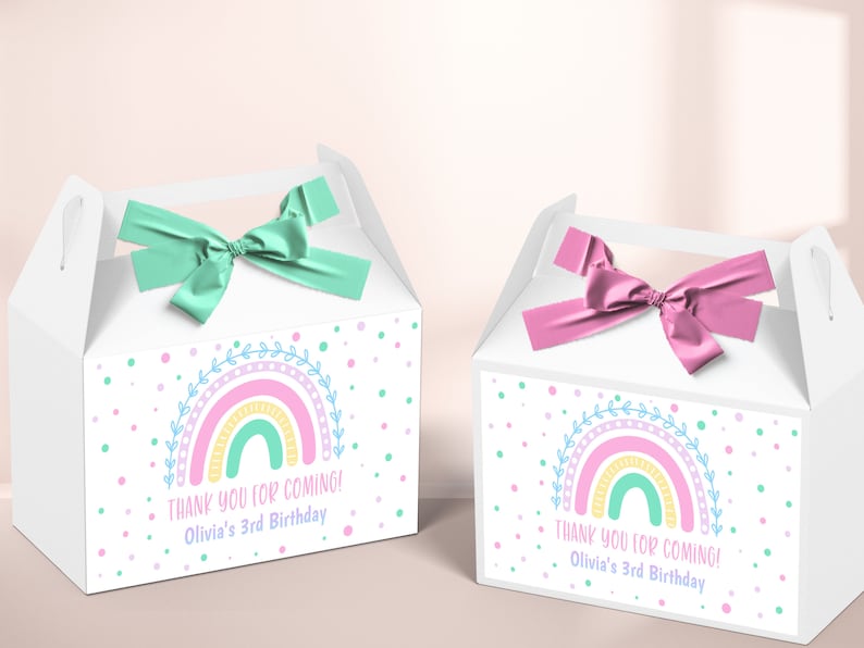 Editable Pastel Rainbow Gable Box Label Printable Rainbow - Etsy