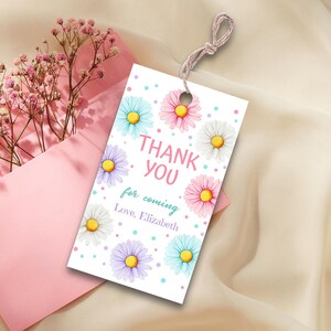 Editable Daisy Favor Tag, Daisy Thank You Tag, Colorful Daisies Gift ...