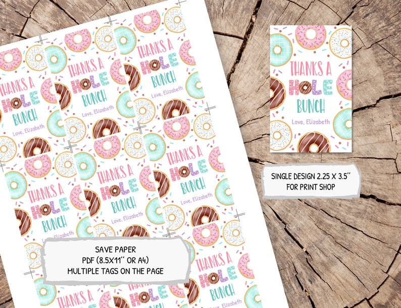 Donut Favor Tag Donut Thank You Tag Donut Gift Tag Editable - Etsy