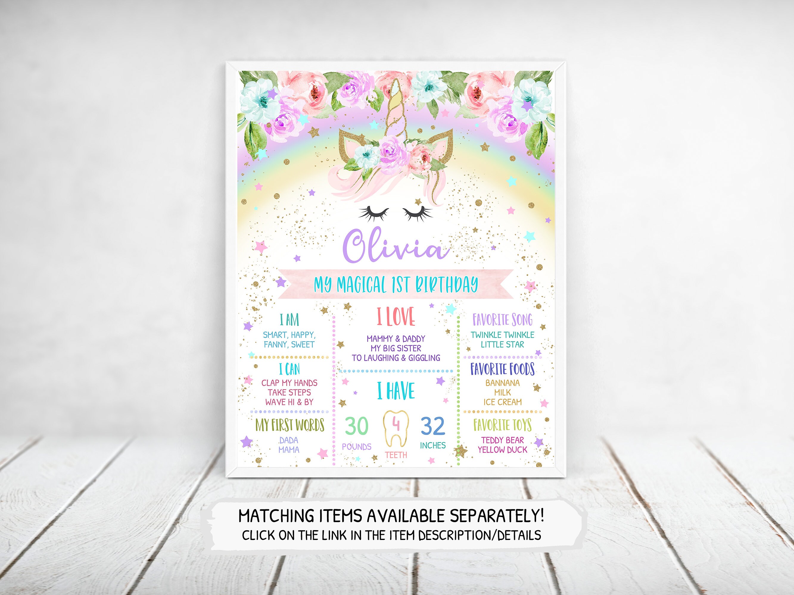 Unicorn Place Card Rainbow Unicorn Birthday Party Decoration | Etsy