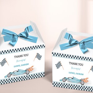 Editable Blue Race Car Gable Box Label, Printable Blue Sports Car Gift ...