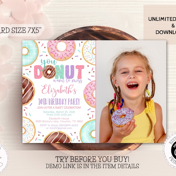 Donut Invitation - Etsy