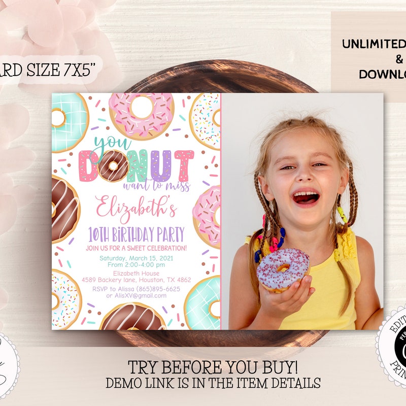 Donut Invitation - Etsy