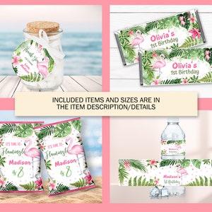 Editable Flamingo Birthday Bundle, Tropical Flamingo Any Age Birthday ...