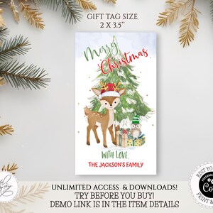 Editable Little Deer Christmas Gift Tag, Christmas Woodland Gift Tag ...