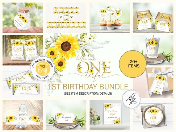 Editable Little Miss Onederful 1st Birthday Mega Bundle - Etsy