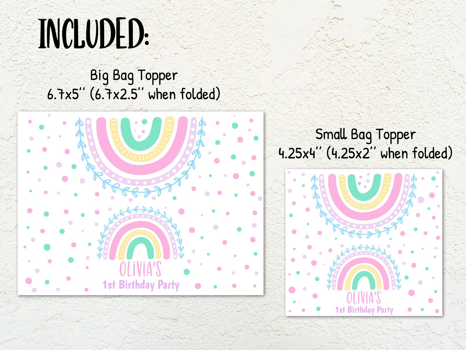 Rainbow Treat Bag Topper Editable Pastel Rainbow Bag Topper | Etsy