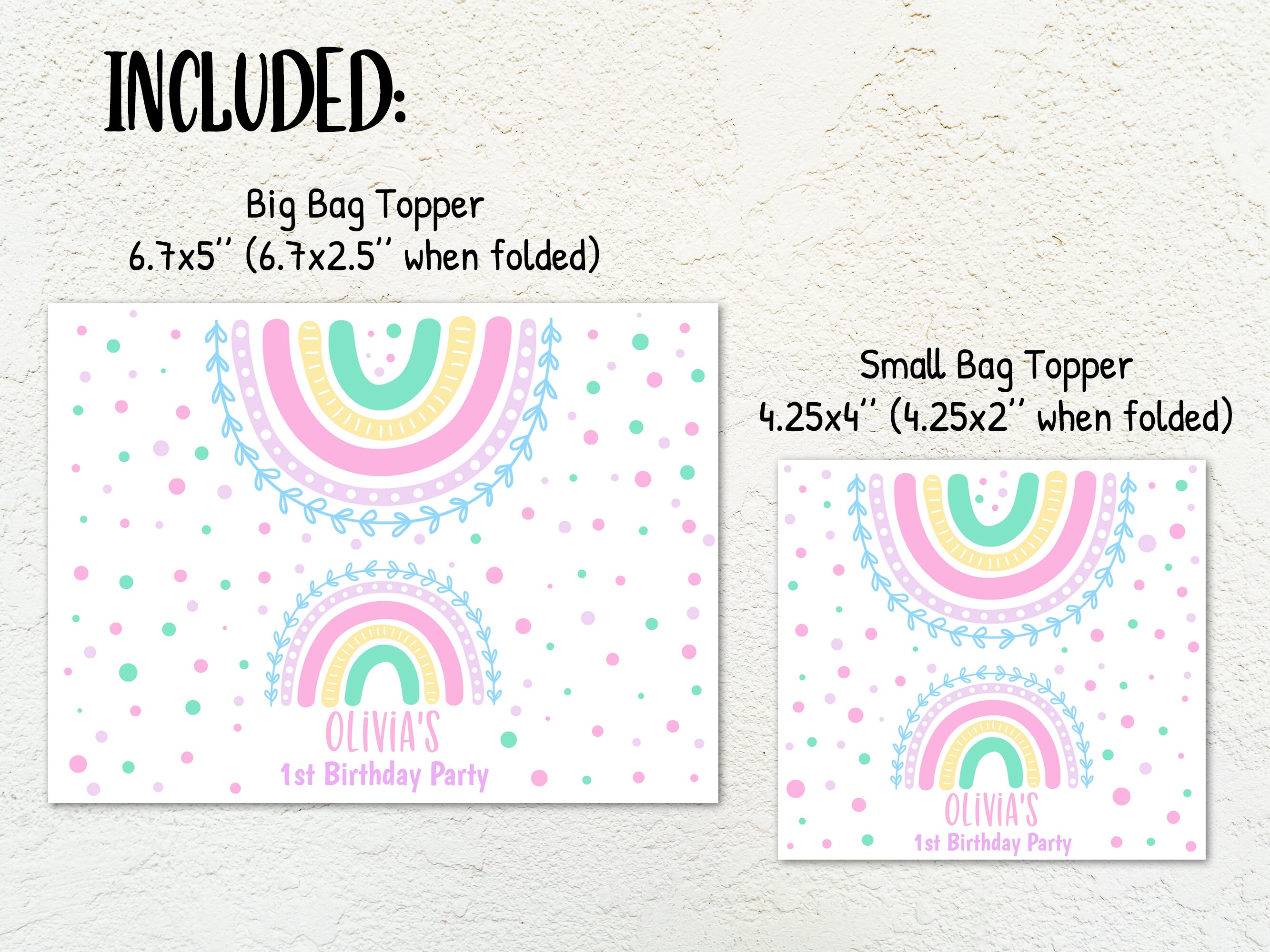 Rainbow Treat Bag Topper Editable Pastel Rainbow Bag Topper | Etsy