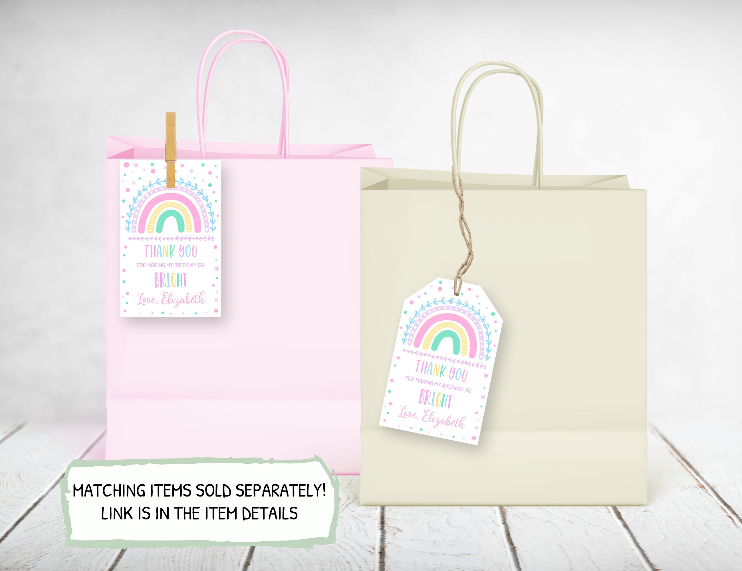 Editable Rainbow Favor Tag Pastel Rainbow Thank You Tag | Etsy