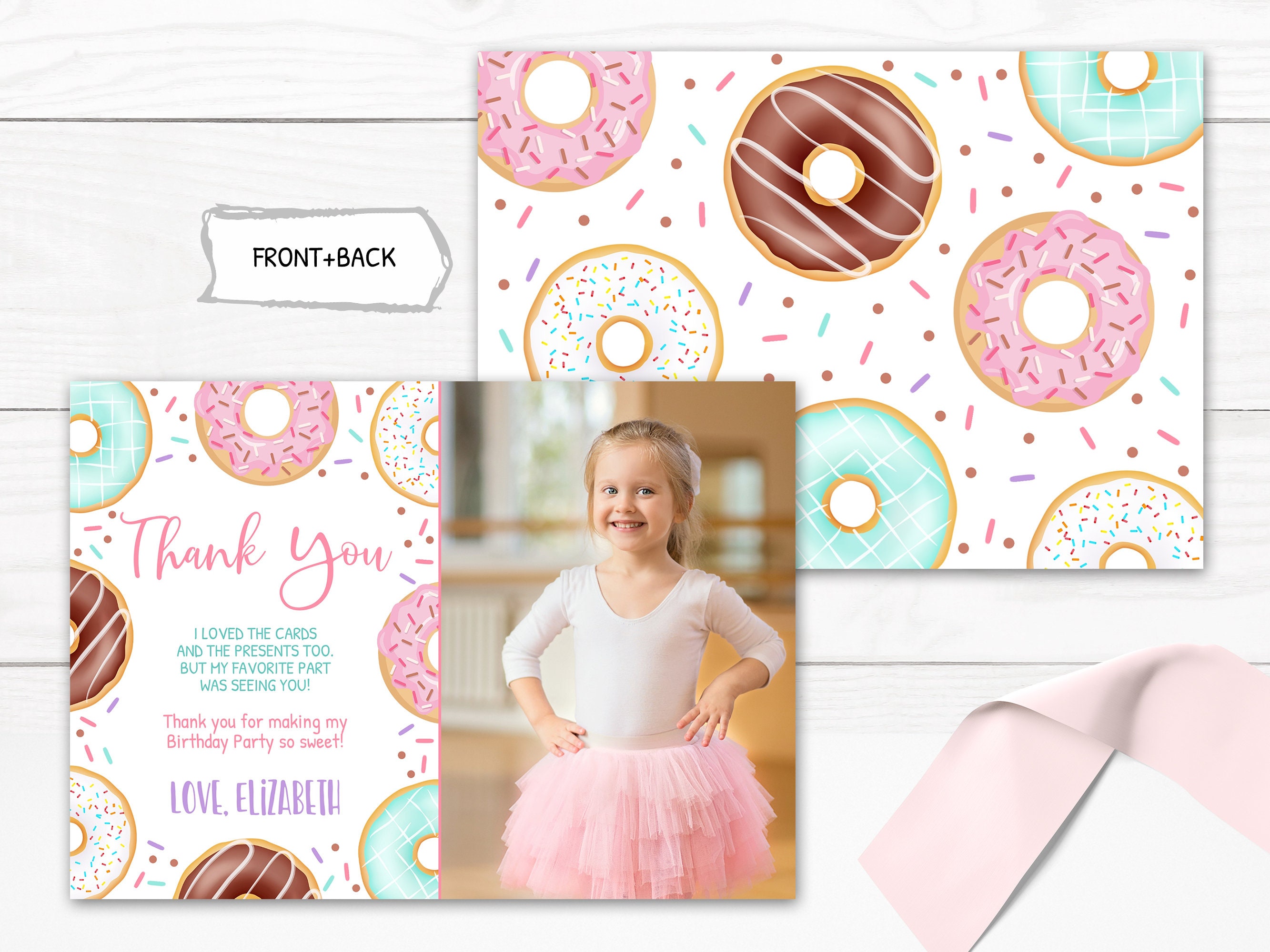 Editable Donut Thank You Card With Photo Donut Thank You - Etsy