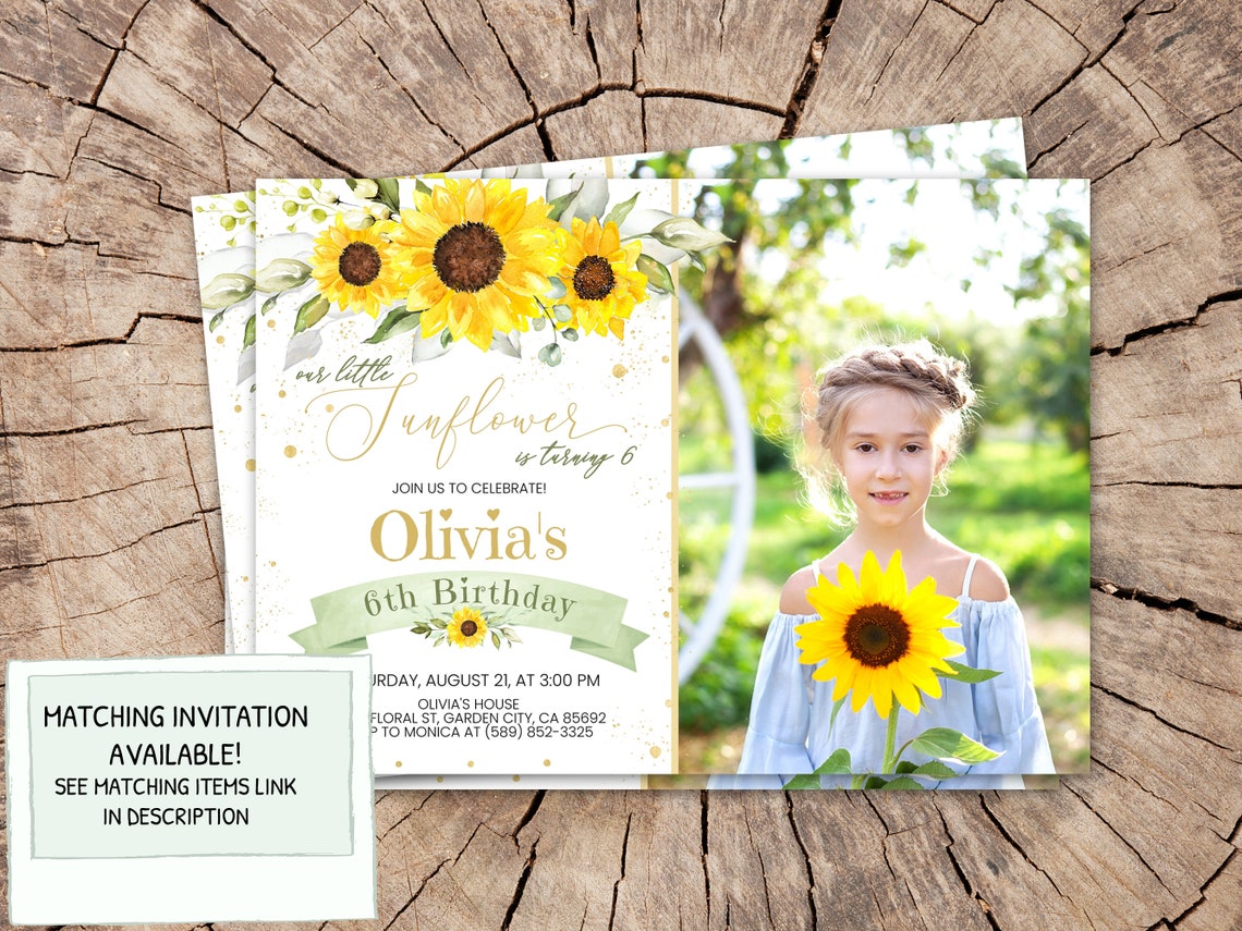 Editable Sunflower Birthday Invitation Girl Our Little - Etsy