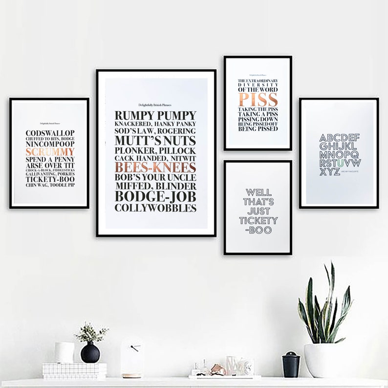 Typographic Wall Art - Tickety Boo - Etsy