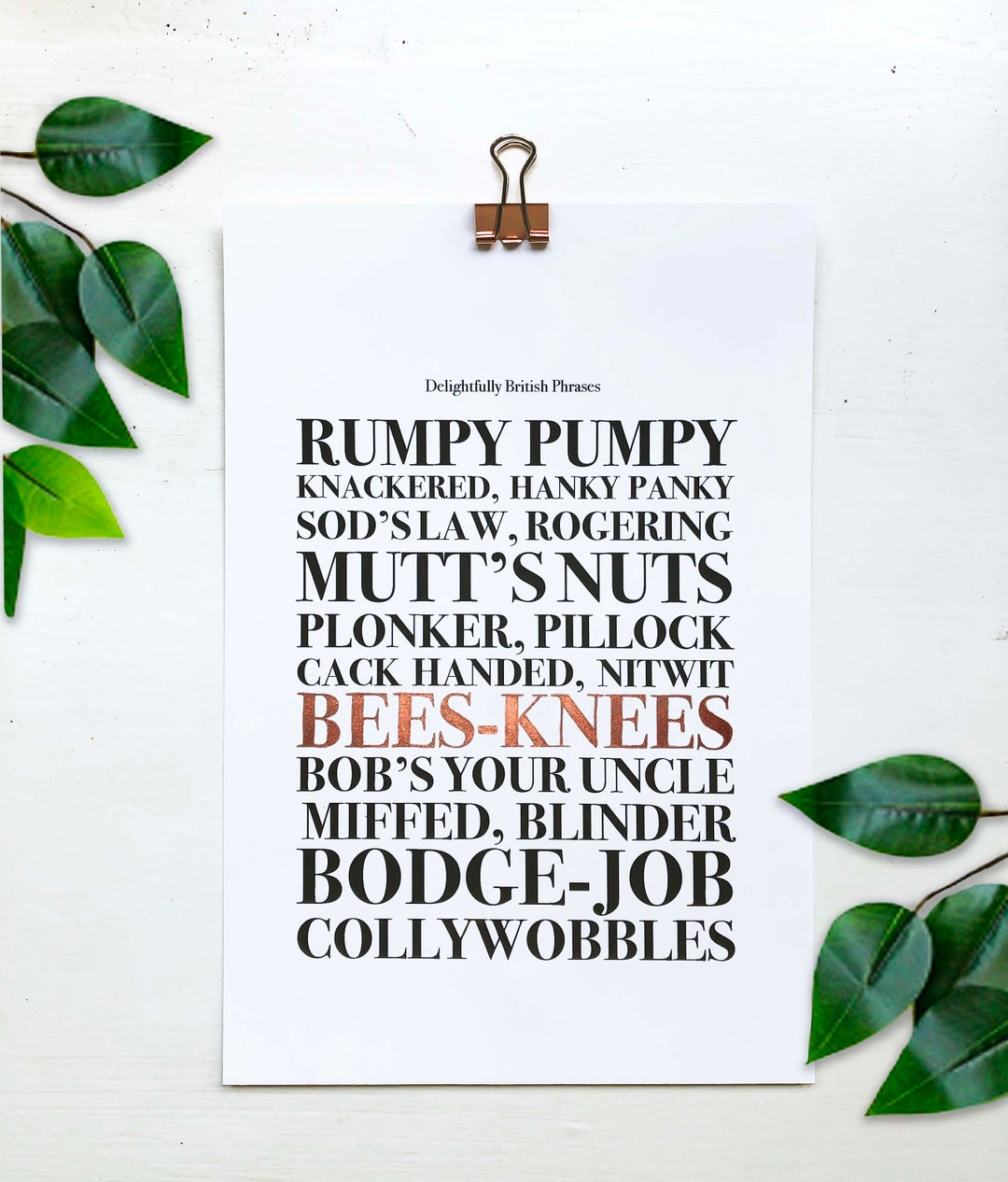 British Phrases Wall Print Bees Knees - Etsy