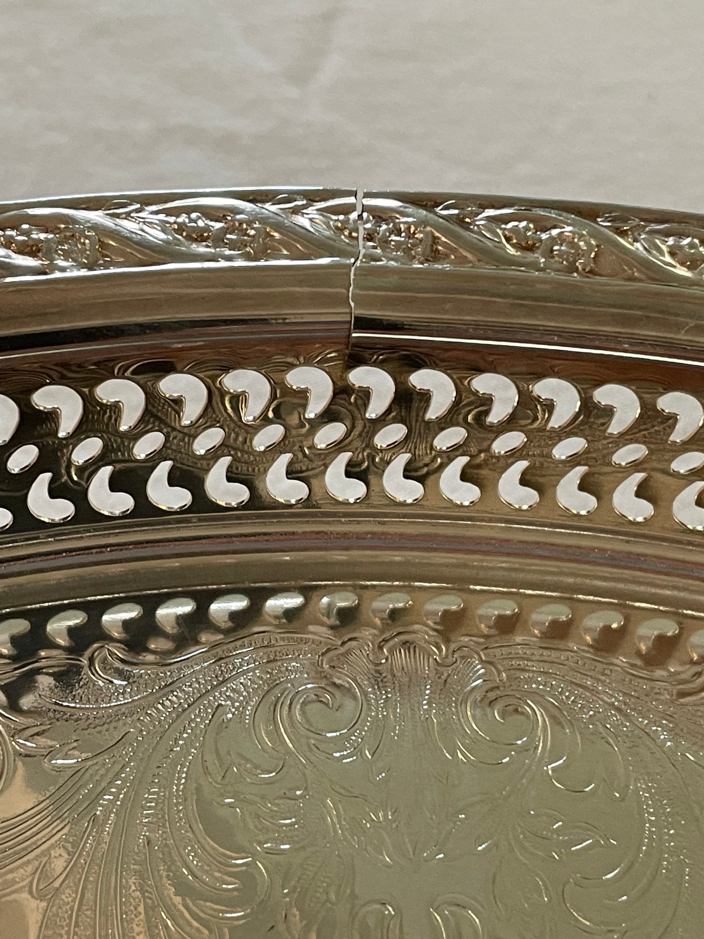 1960s spring Flowers Wm. Rogers & Son Silver Plate Gallery Tray Lazy ...