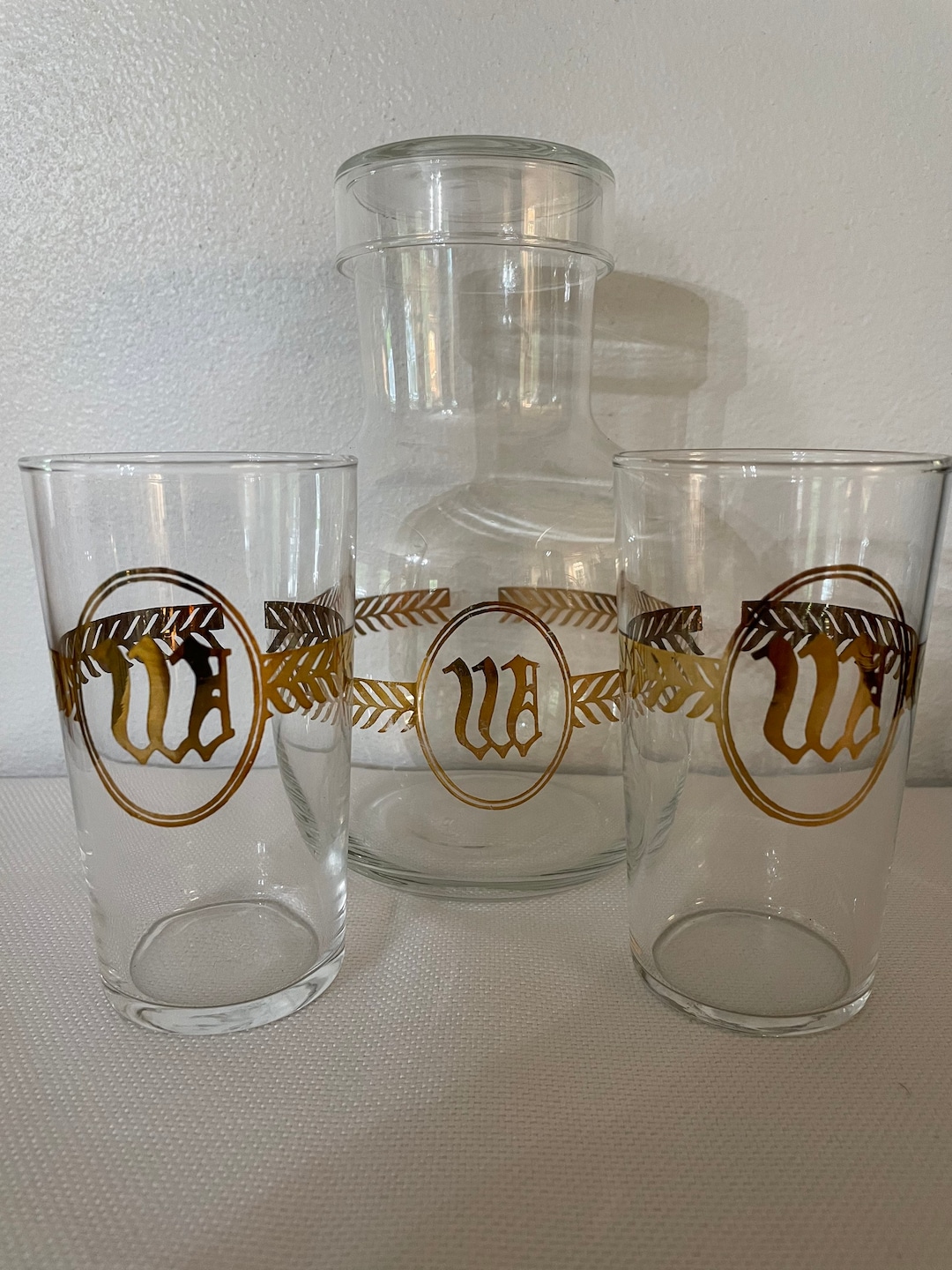 Vintage Libbey Laurel Leaf Decanter Set – Monogrammed “W”, 1950s - Etsy