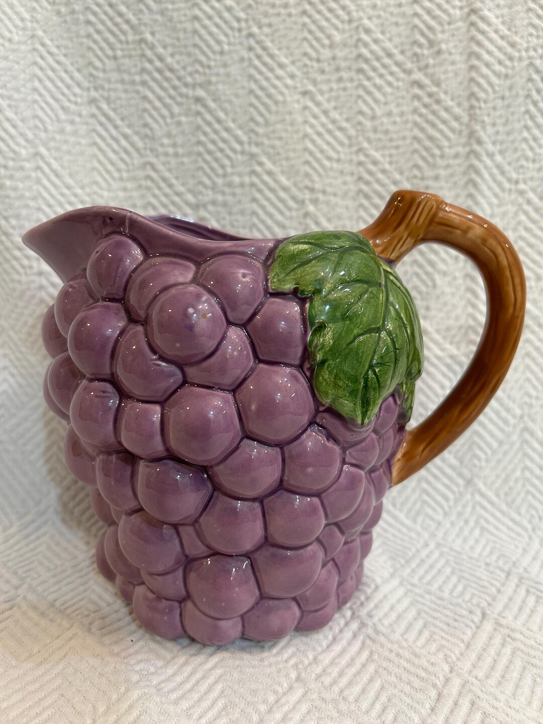 Vintage Purple Grapes Majolica Pottery Pitcher - Etsy