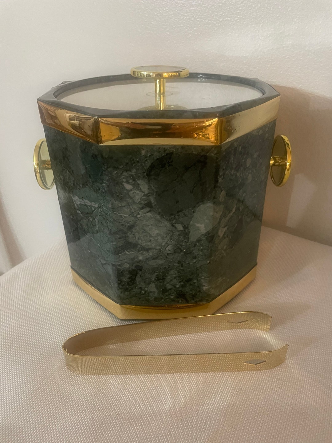 Mid Century Faux Green Marble Ice Bucket by Preferred Stock Barware - Etsy