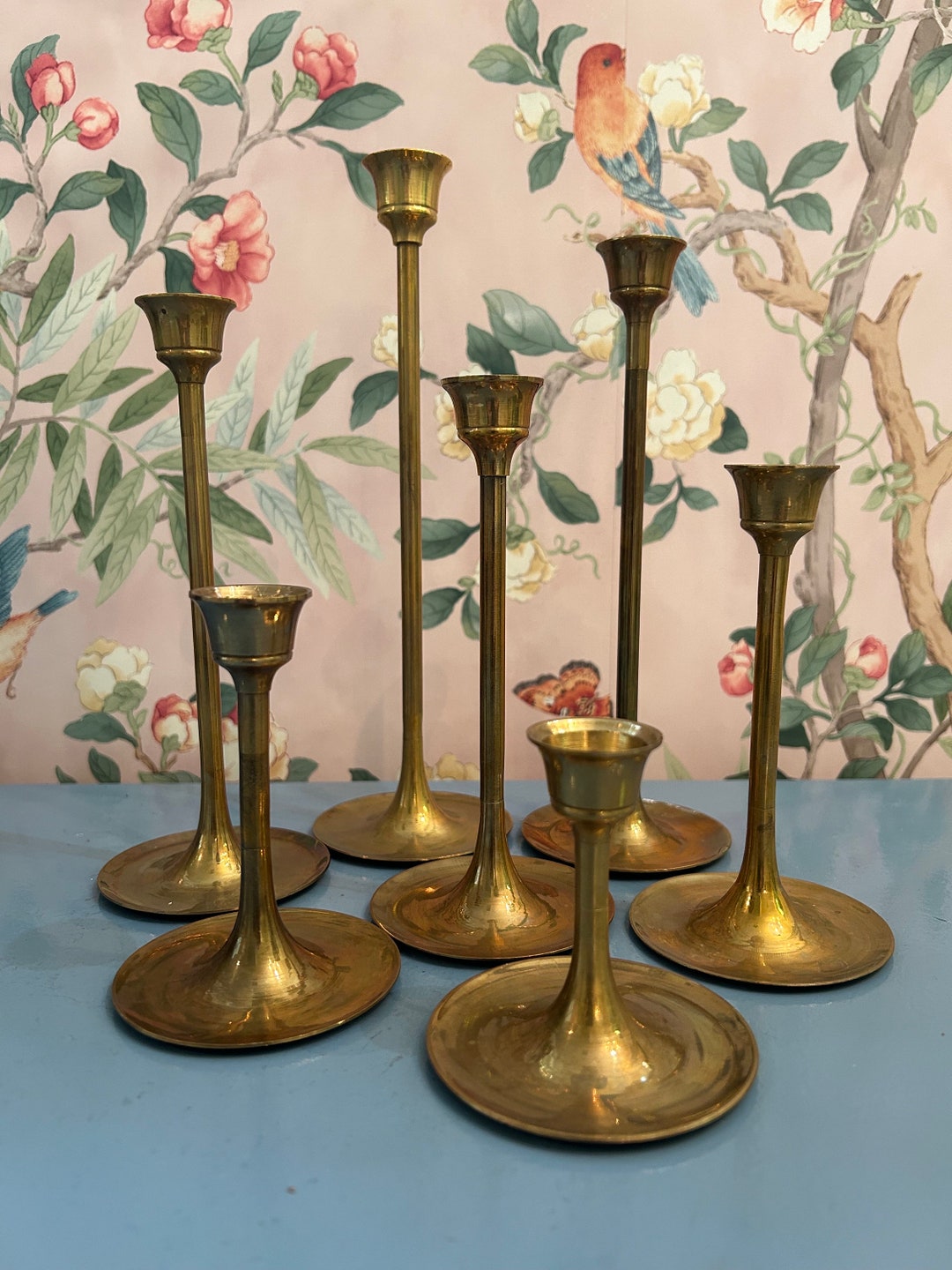 Vintage Solid Brass Candlesticks in Graduated Sizes a Set of 7 - Etsy