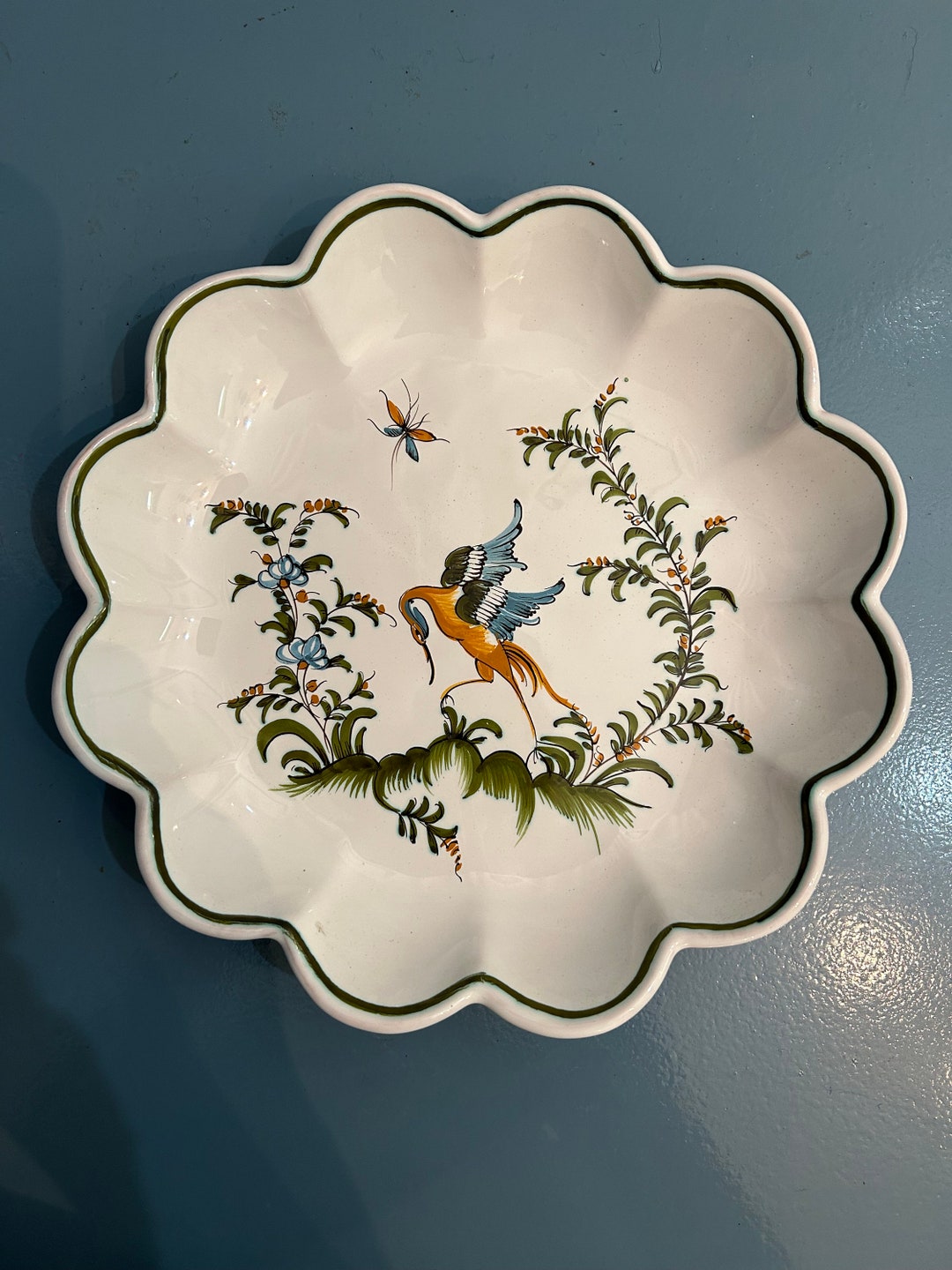 Vintage Lallier - Moustiers Faience Scalloped Plate - Etsy