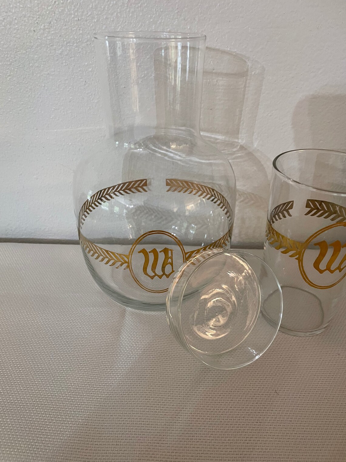 Vintage Libbey Laurel Leaf Decanter Set – Monogrammed “W”, 1950s - Etsy