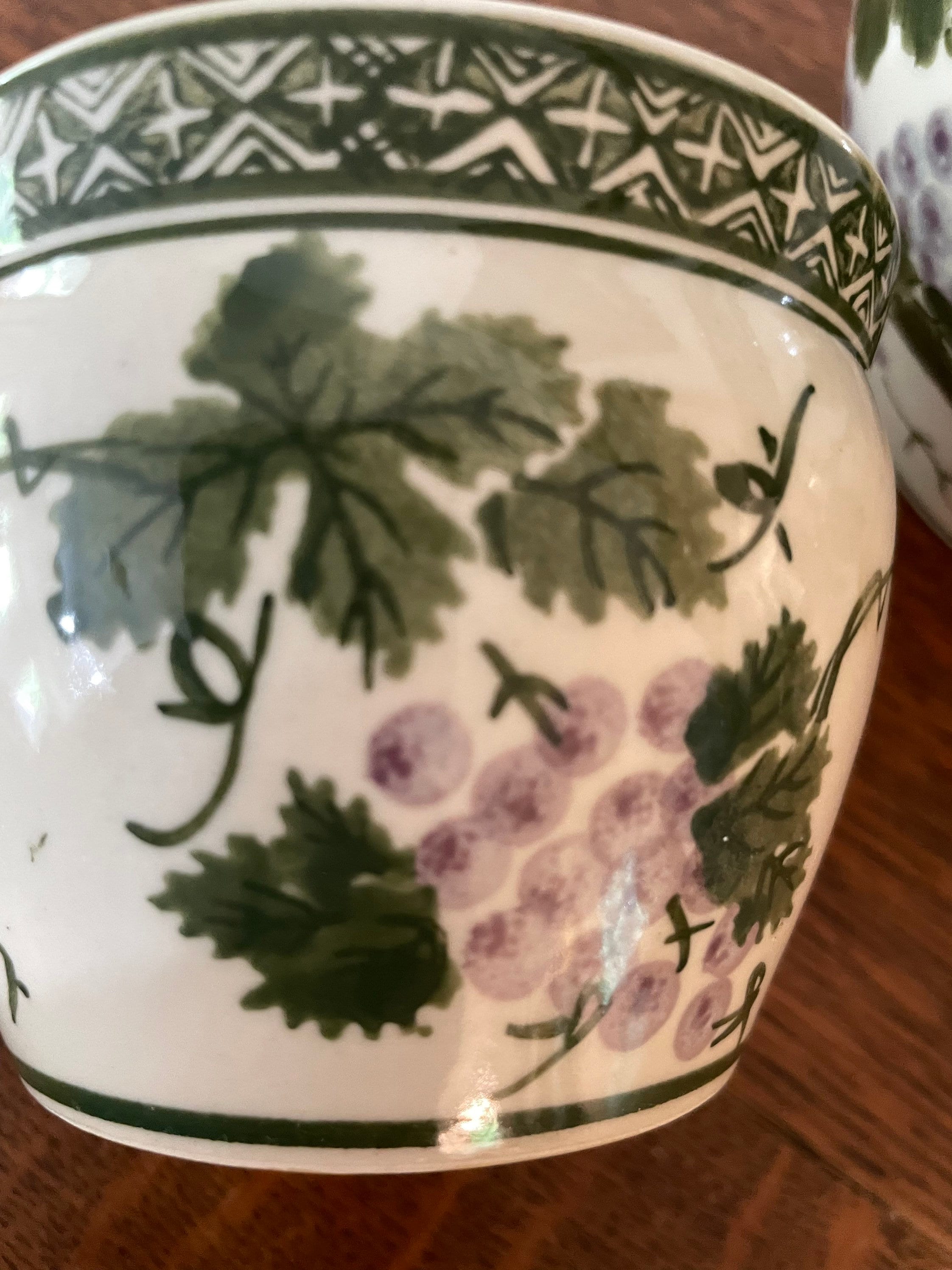 Vintage Handpainted Grapes Design Chinese Planters a Pair - Etsy