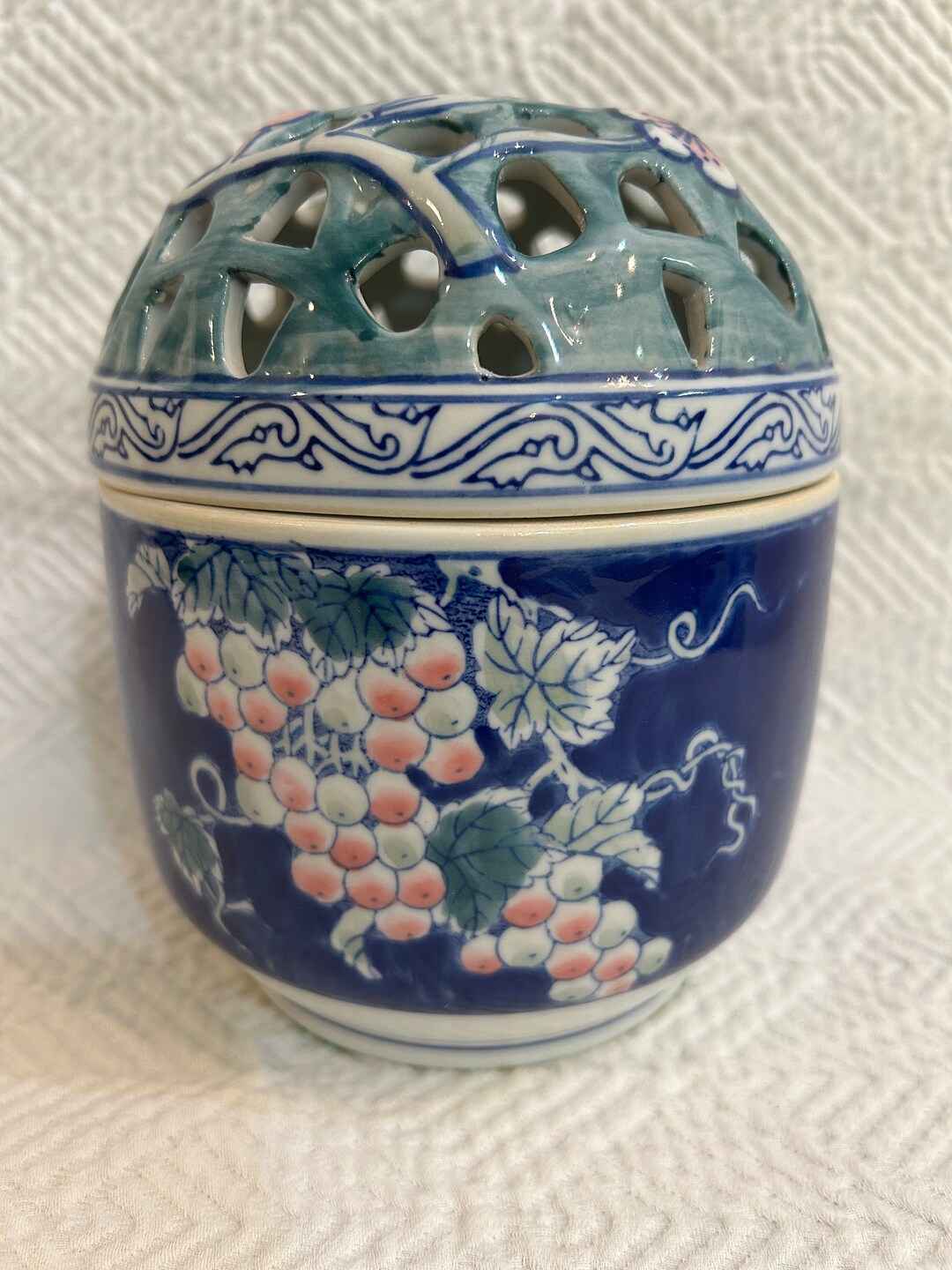 Vintage Porcelain Chinoiserie Flower Frog Vase - Etsy