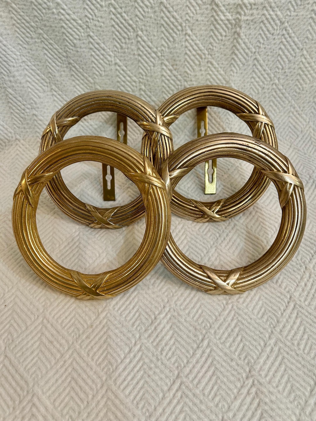 Vintage Brass Ribbon and Reed Wreath Drapery Tie Backs - a Set of 4 - Etsy
