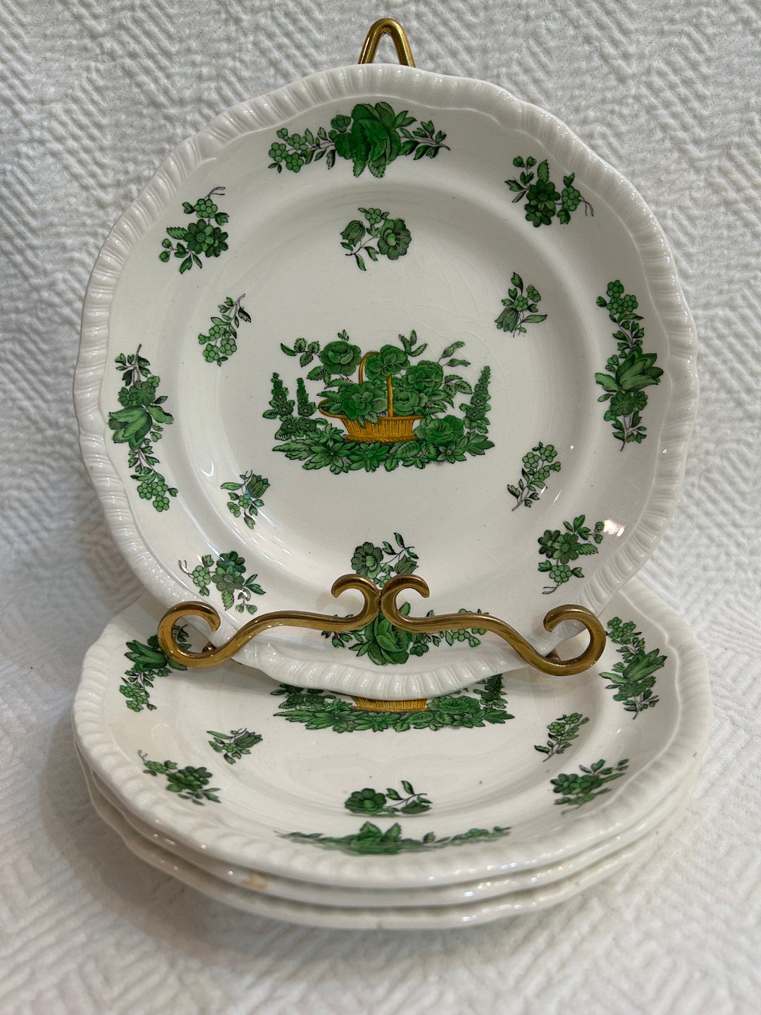 1960’s Spode “green Basket” 7.5” Salad Plates - a Set of 4 - Etsy