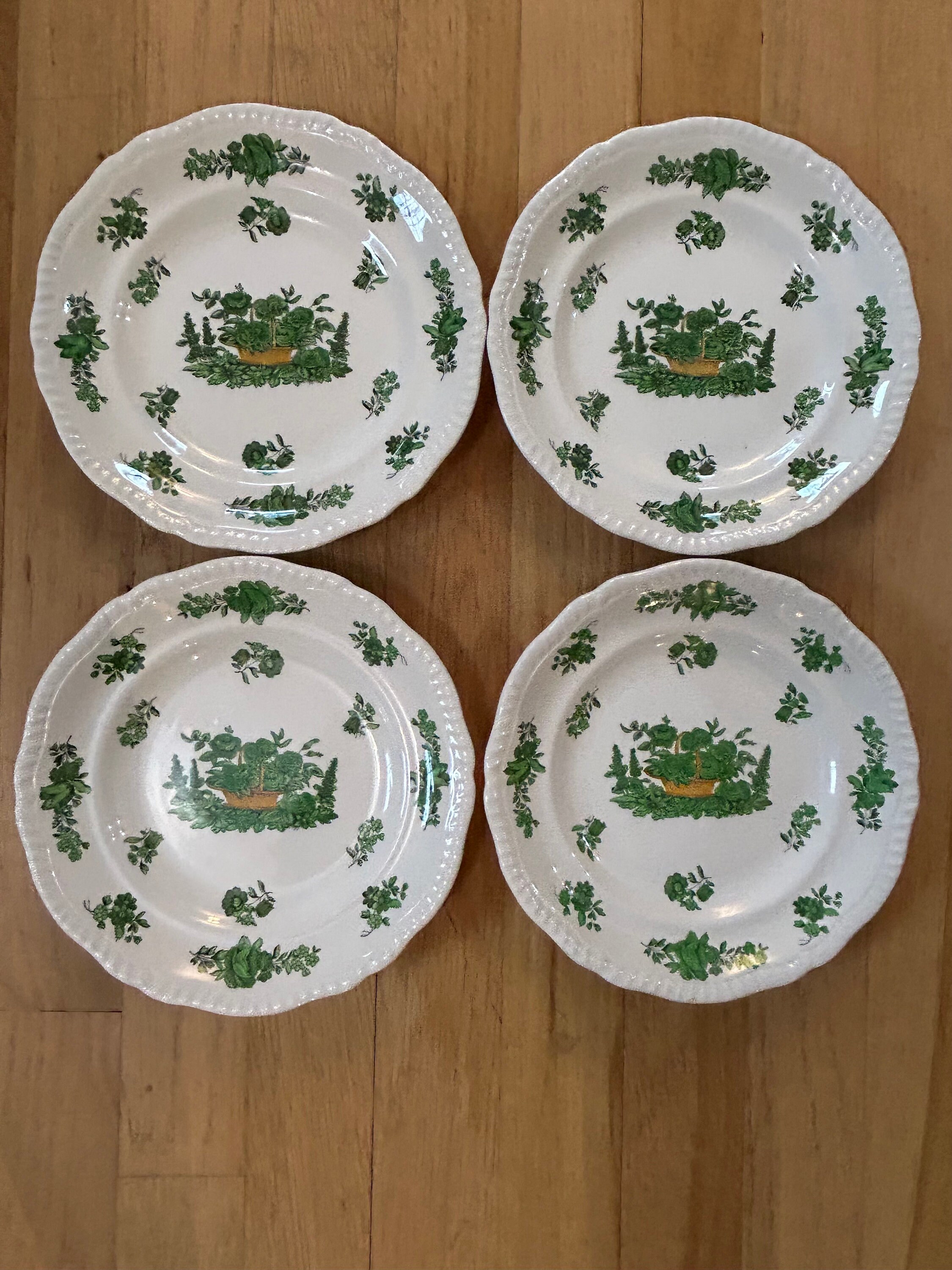 1960’s Spode “green Basket” 7.5” Salad Plates - a Set of 4 - Etsy