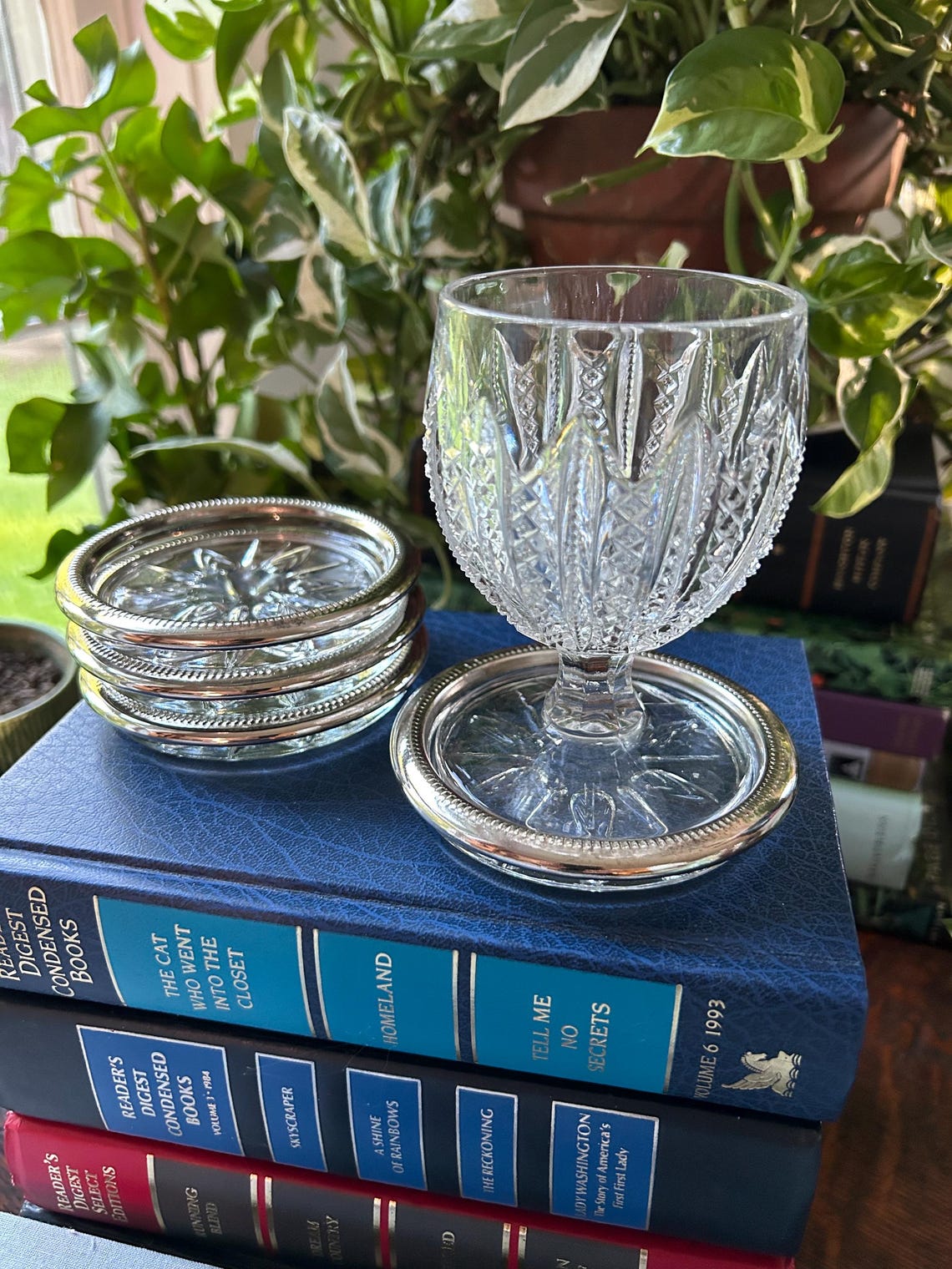 Vintage Silver Plate and Cut Glass Coasters a Set of 4 - Etsy