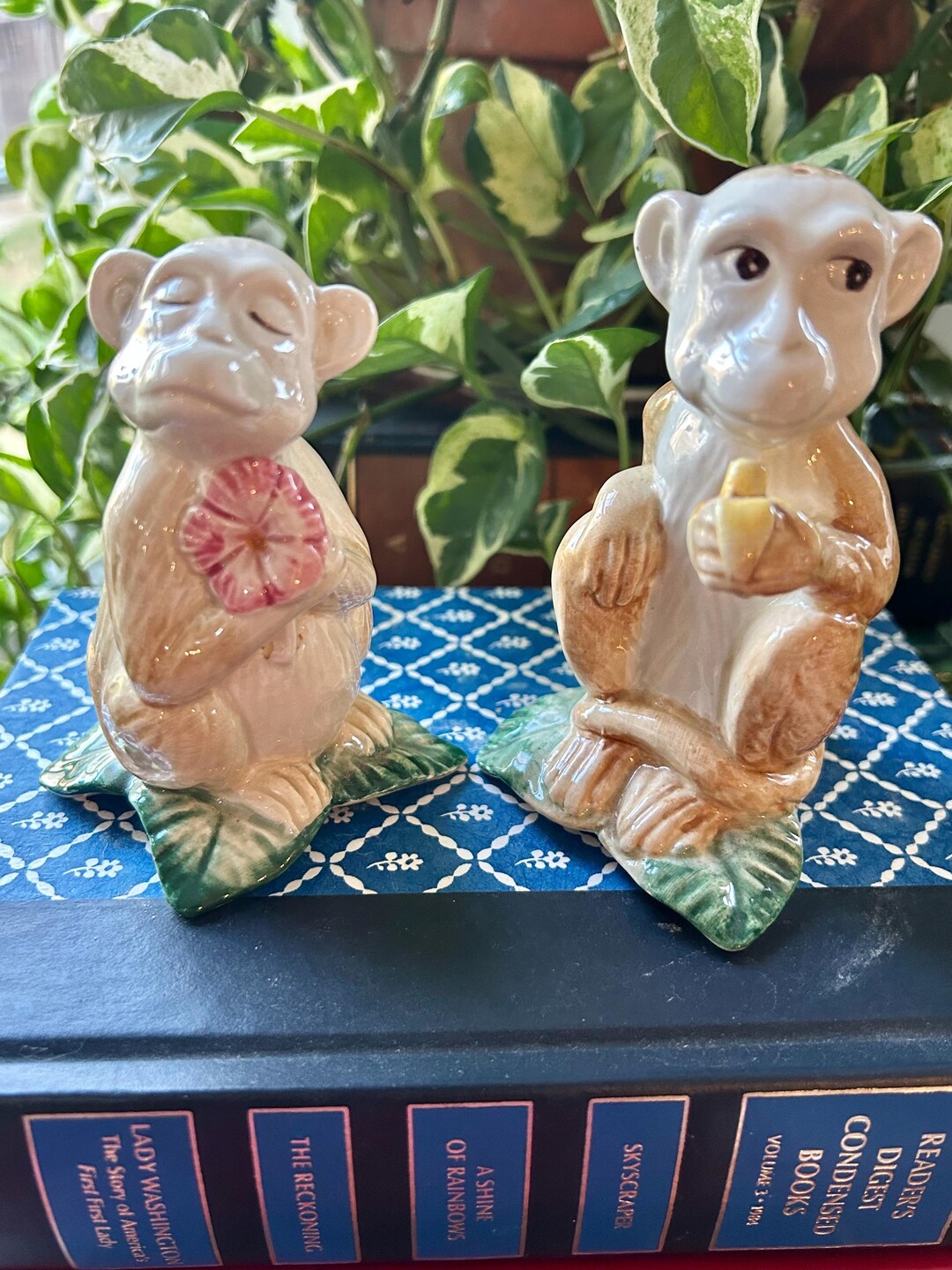 1991 Fitz and Floyd Monkey “rainforest” Collection Salt and Pepper ...