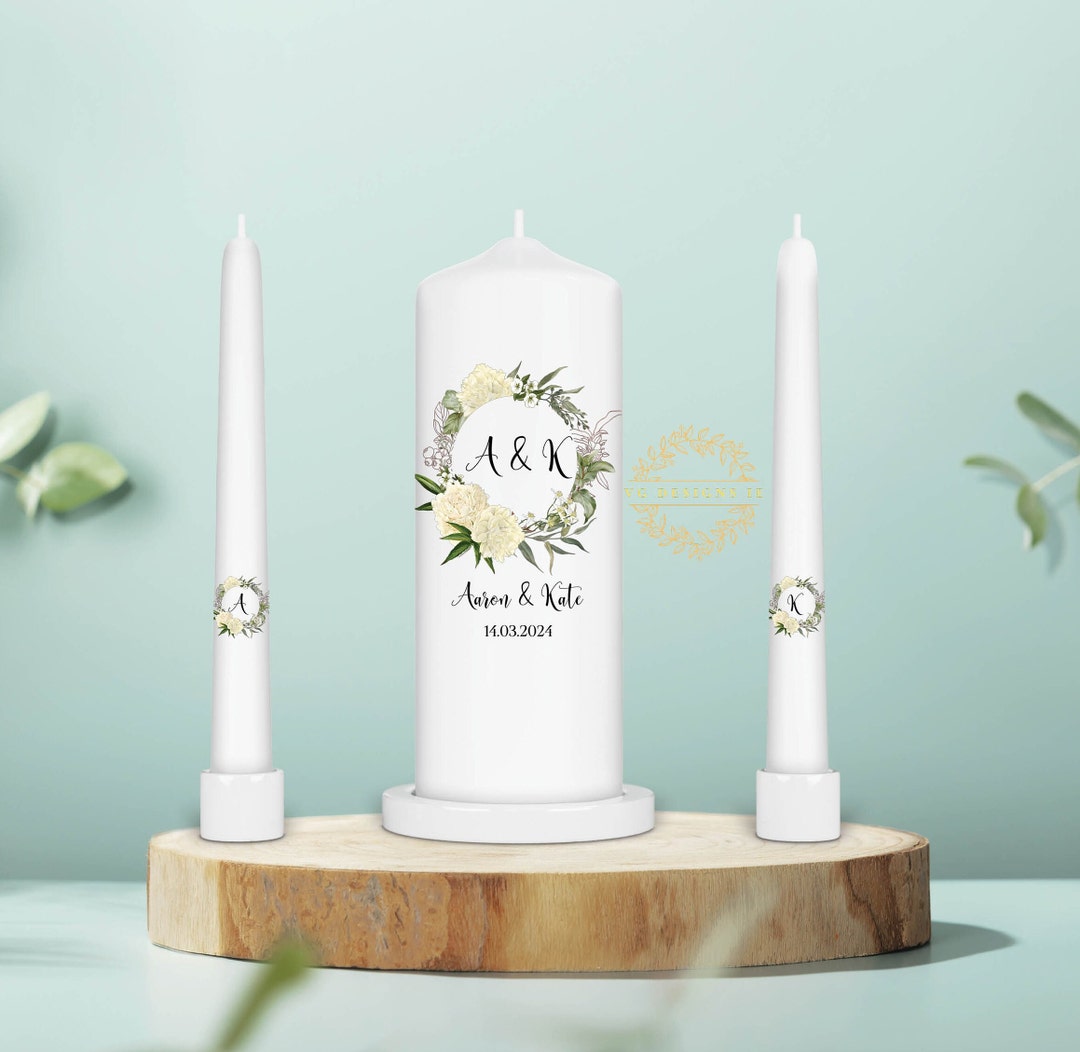 Personalised Unity Candle Set - Ceremony Candles - Personalised Wedding ...