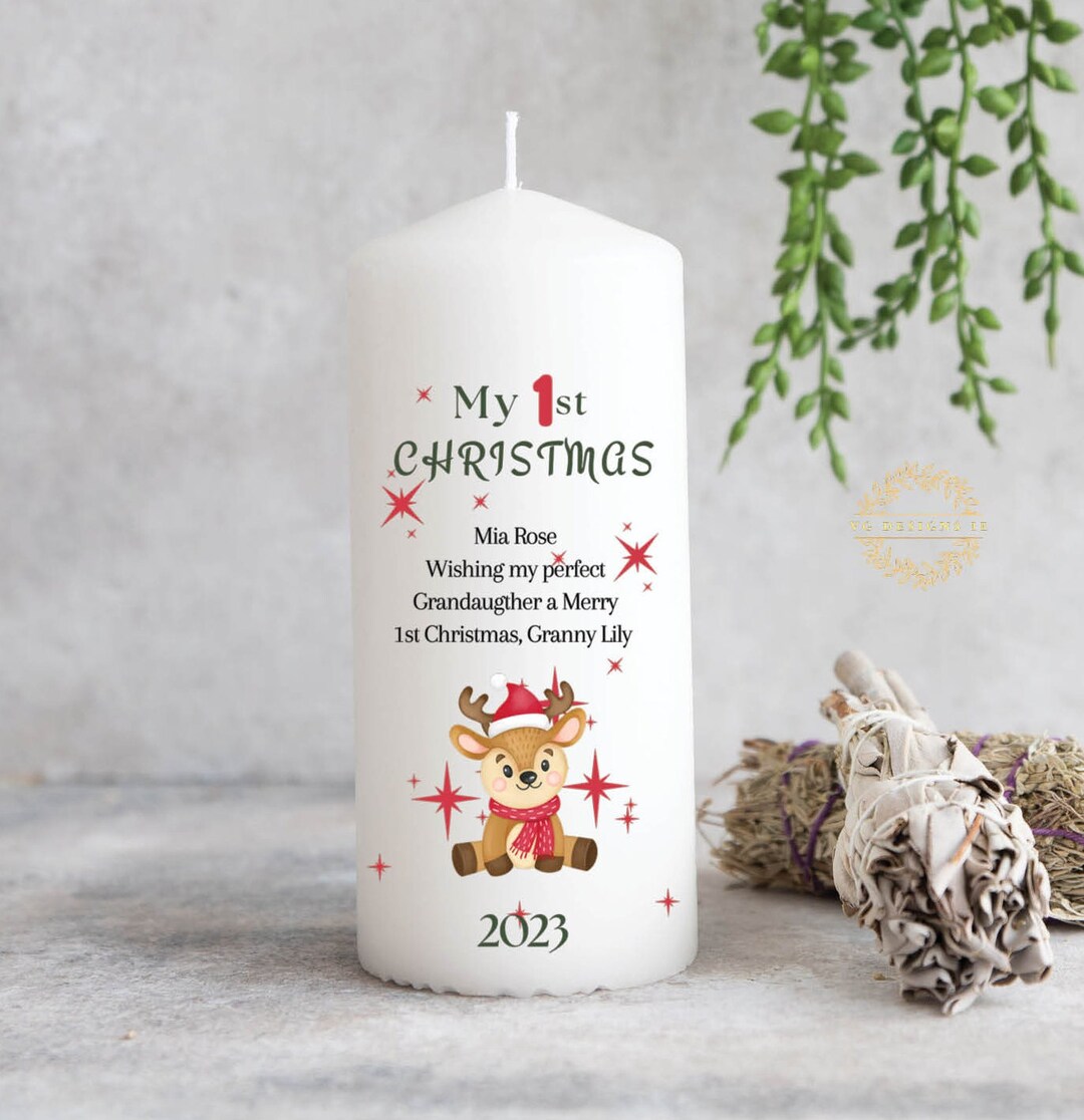 1st Christmas Personalised Candle With Custom Message - Etsy