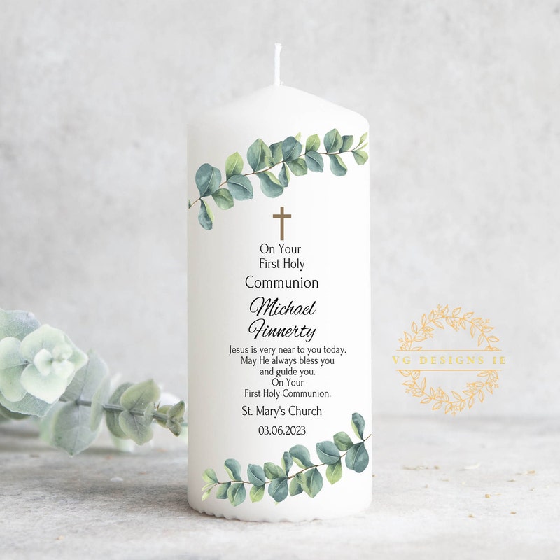 First Communion Candle - Etsy UK