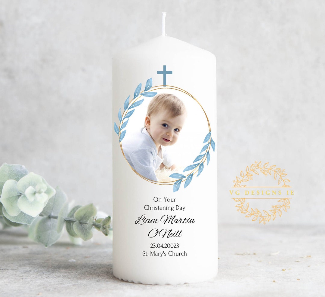 Personalised Christening Candle With Your Baby's Photo - Custom Baptism ...