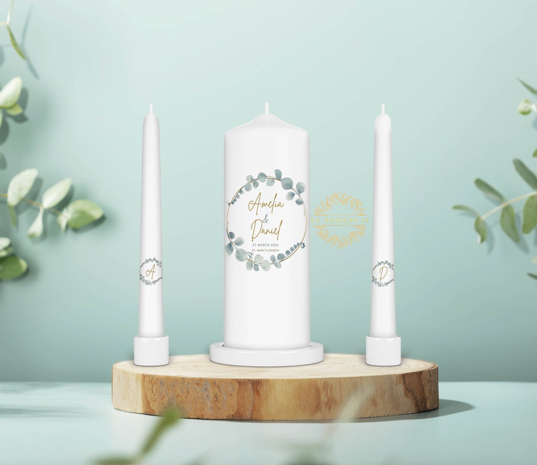 Personalised Unity Candle Set - Ceremony Candles - Personalised Wedding ...