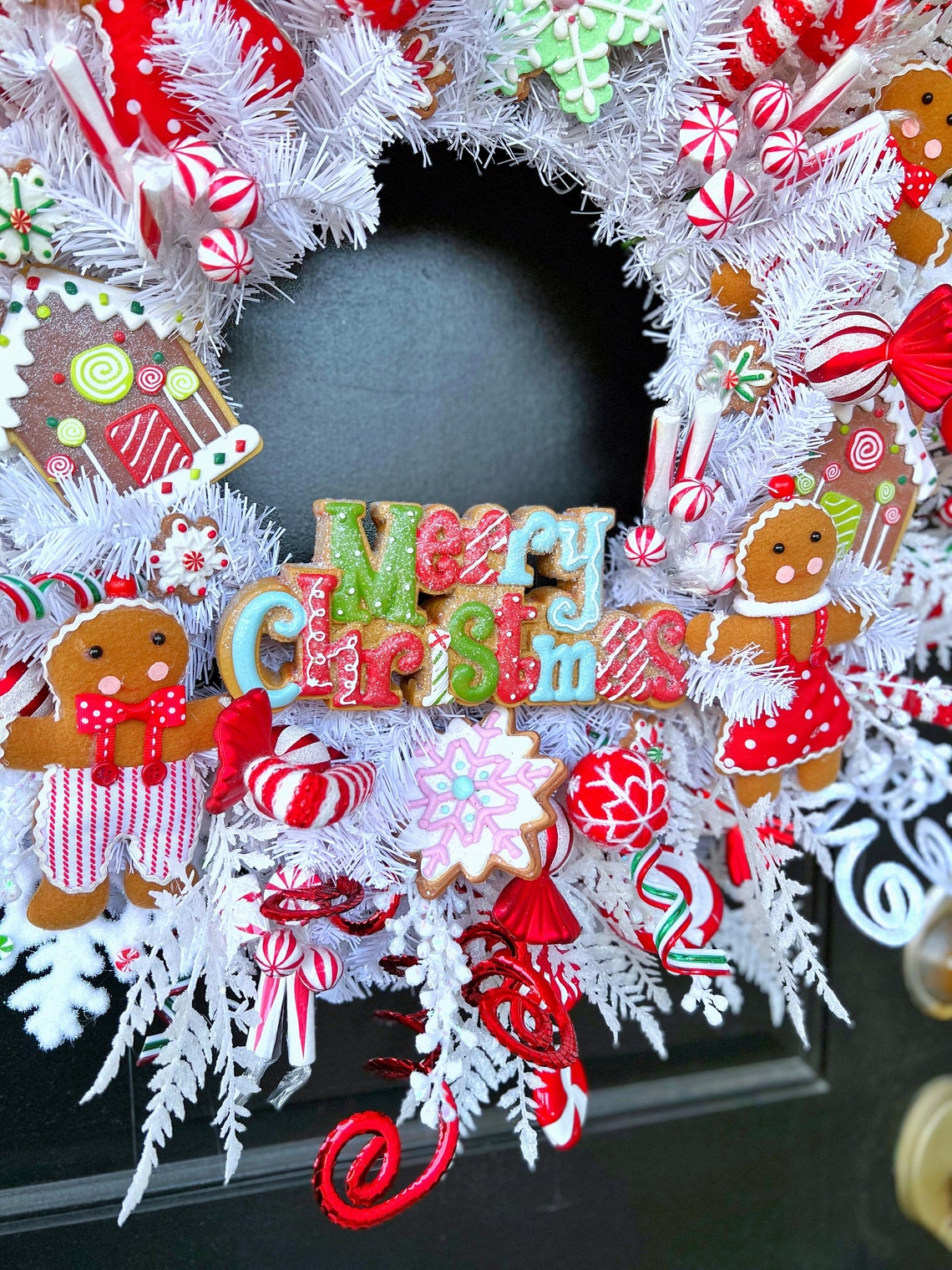 Christmas Wreath Holiday Wreath Gingerbread Wreath Front - Etsy