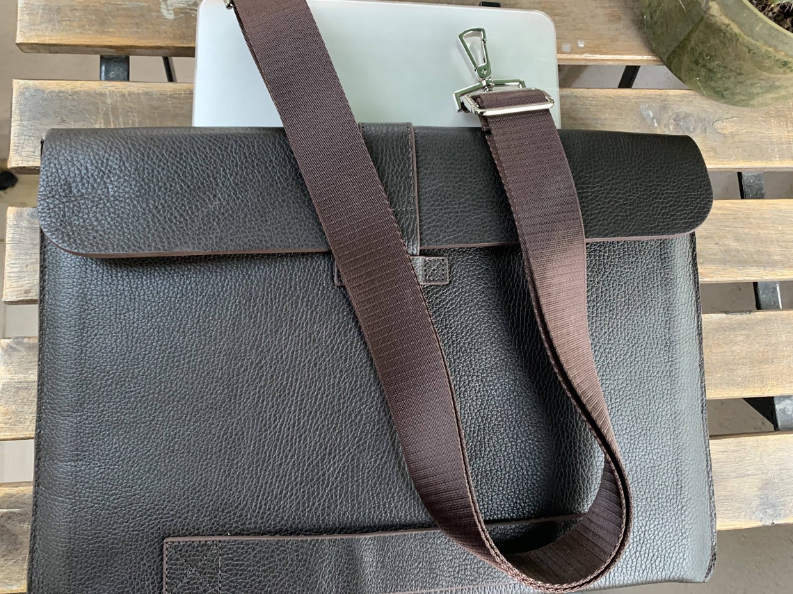 Apple MacBook Pro Air Brown GENUNIE Leather Briefcase for Men or Woman ...