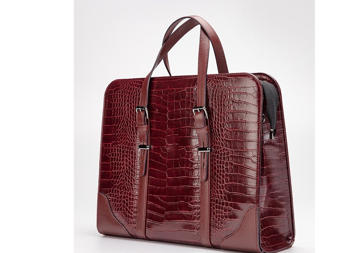 Croco Wine Red Color Apple MacBook Pro Air Vegan Leather Briefcase for ...