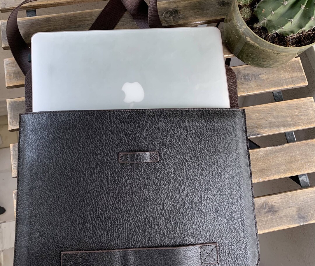 Apple MacBook Pro Air Brown GENUNIE Leather Briefcase for Men or Woman ...