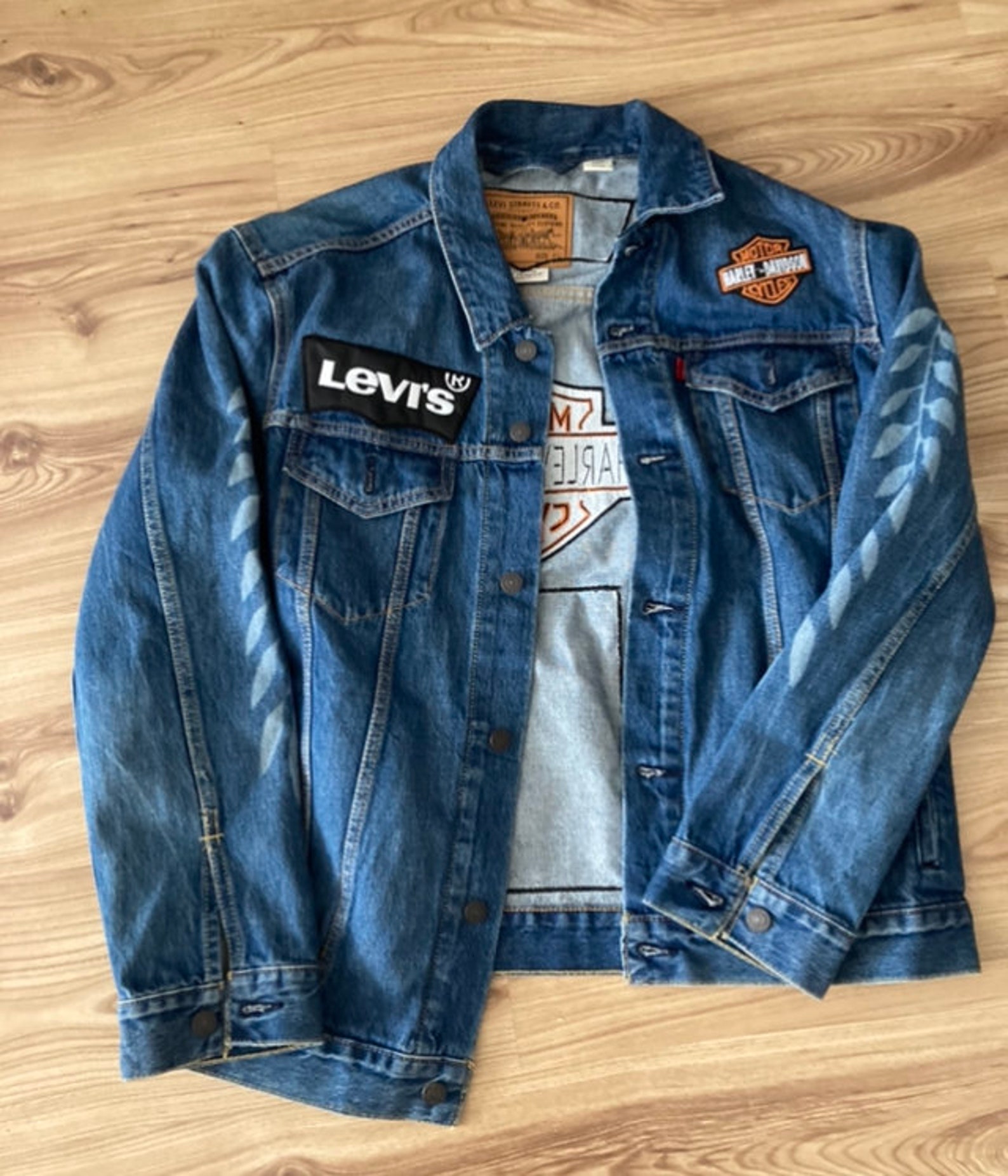 Stk9 Levi's Trucker Jacket Hand Made Design Harley Davidson X Levis ...