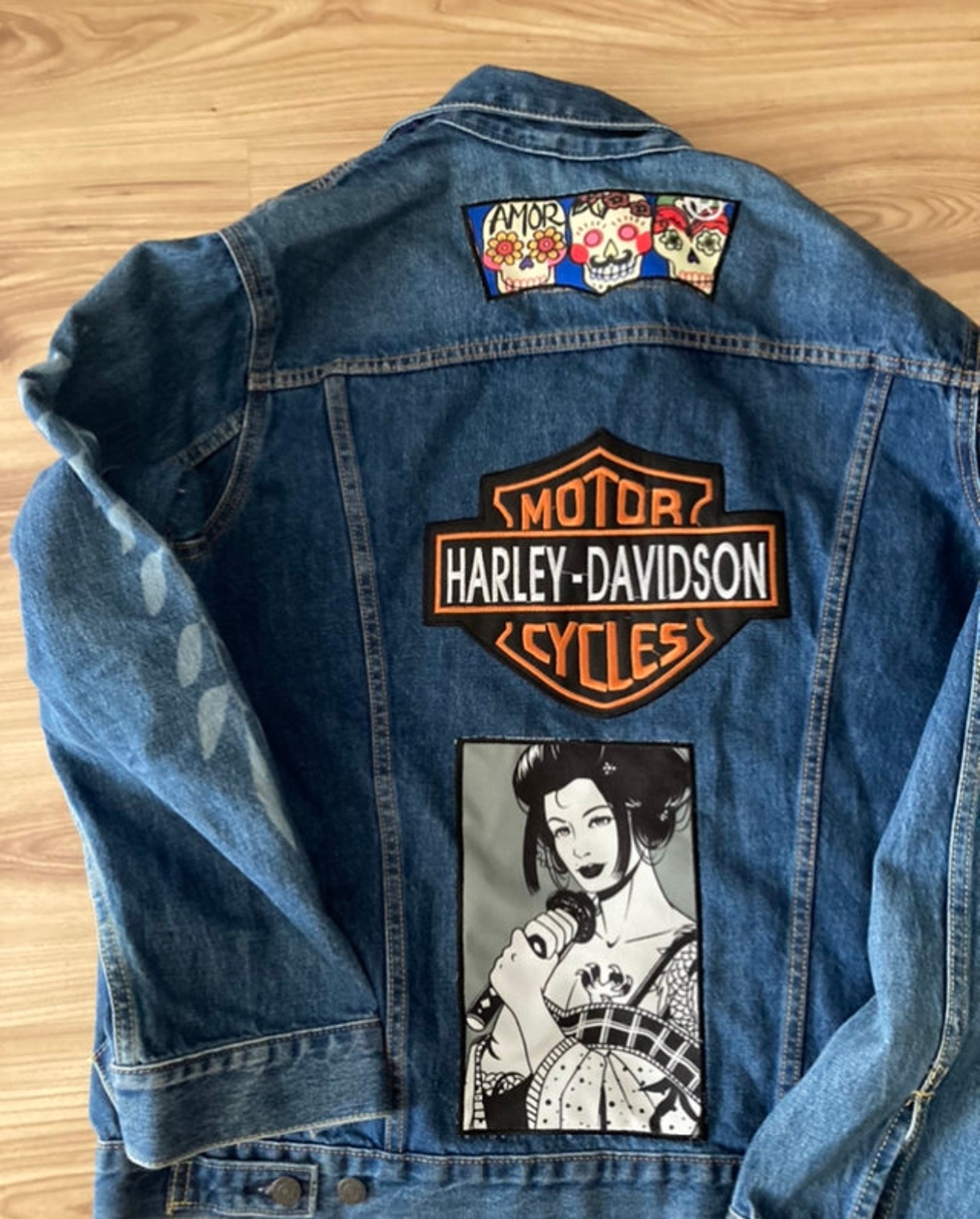 Stk9 Levi's Trucker Jacket Hand Made Design Harley Davidson X Levis ...