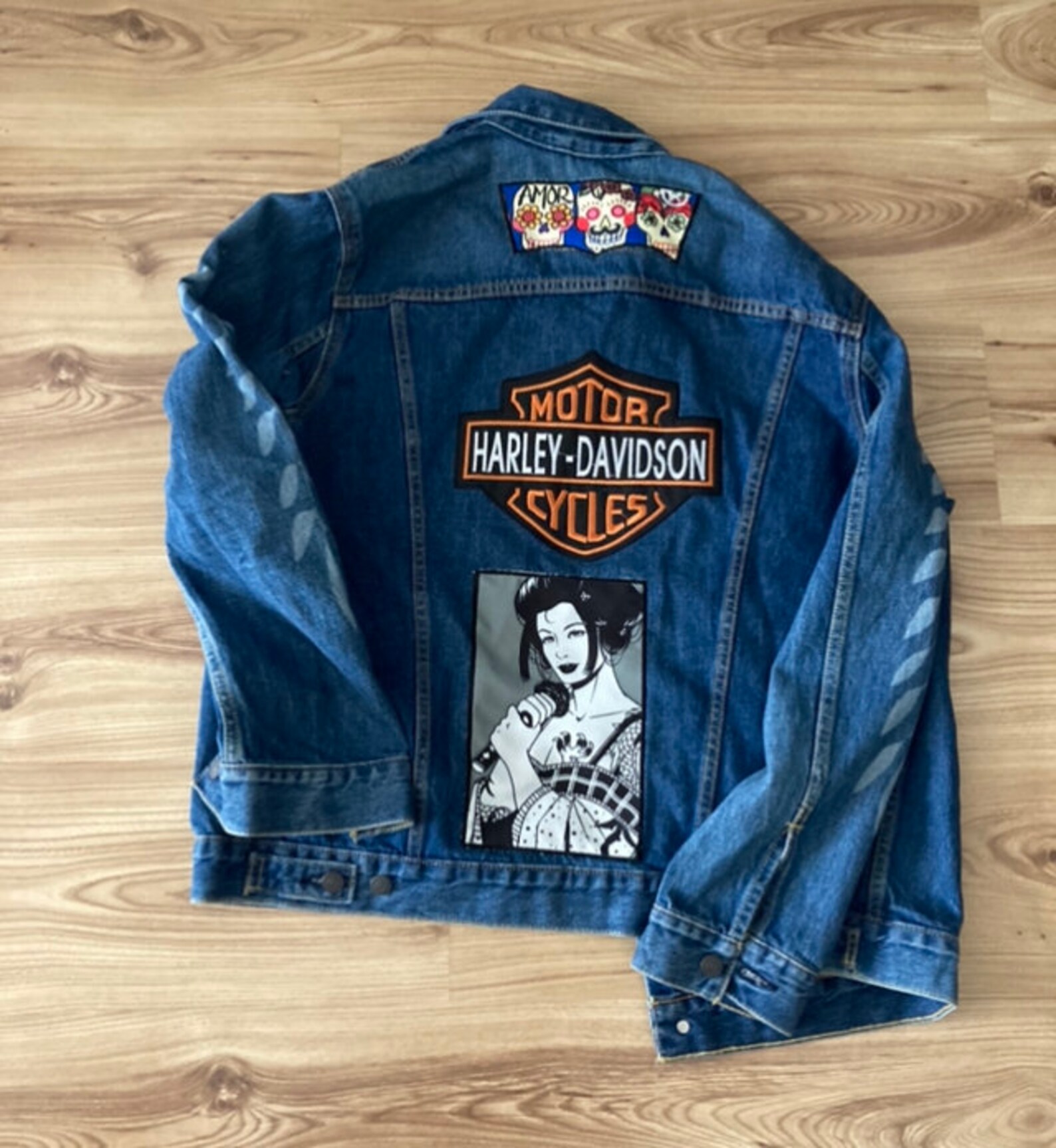 Stk9 Levi's Trucker Jacket Hand Made Design Harley Davidson X Levis ...