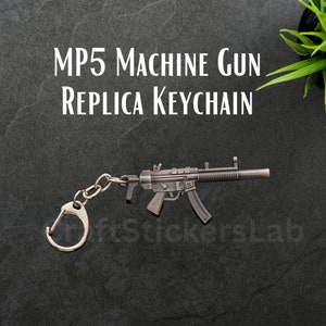 MP5 Machine Gun Replica Keychain Metal Model Gun Keyring With Barrel ...