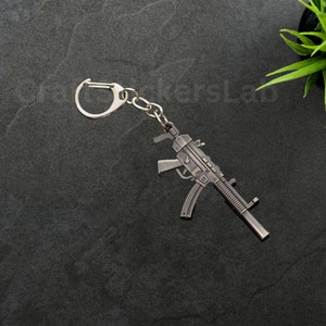 MP5 Machine Gun Replica Keychain Metal Model Gun Keyring With Barrel ...