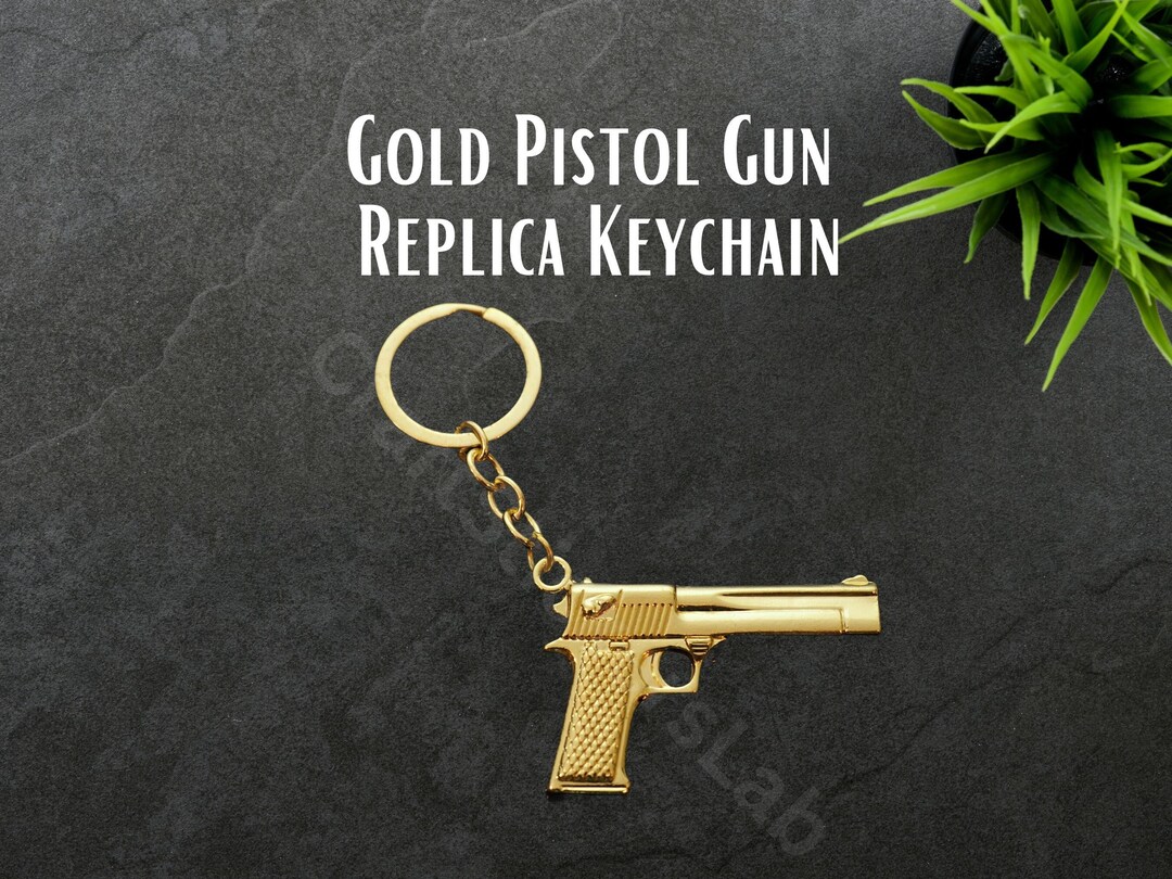 Gold Pistol Replica Keychain Mini Gun Key Chain Replica Pistol Weapon ...