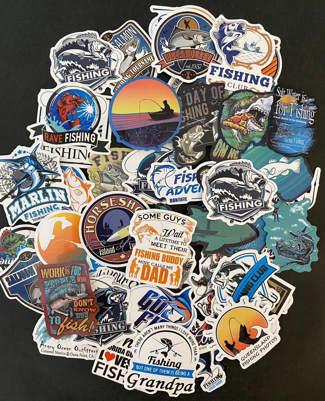 50pcs Cool Fishing Bass Fish Themed Waterproof Stickers Pack - Etsy