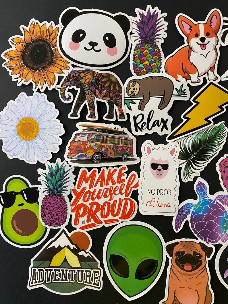 50pcs Cute Kids Themed Mixed Cartoon Waterproof Stickers Pack - Etsy